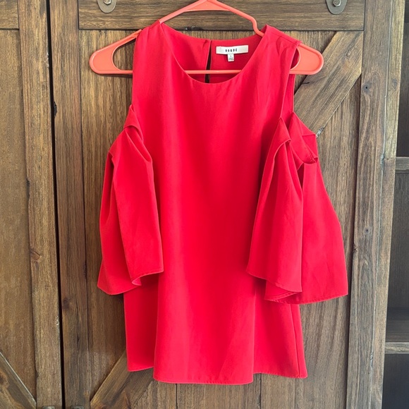 Ro & De | Tops | Ro De Red Cold Shoulder Blouse | Poshmark